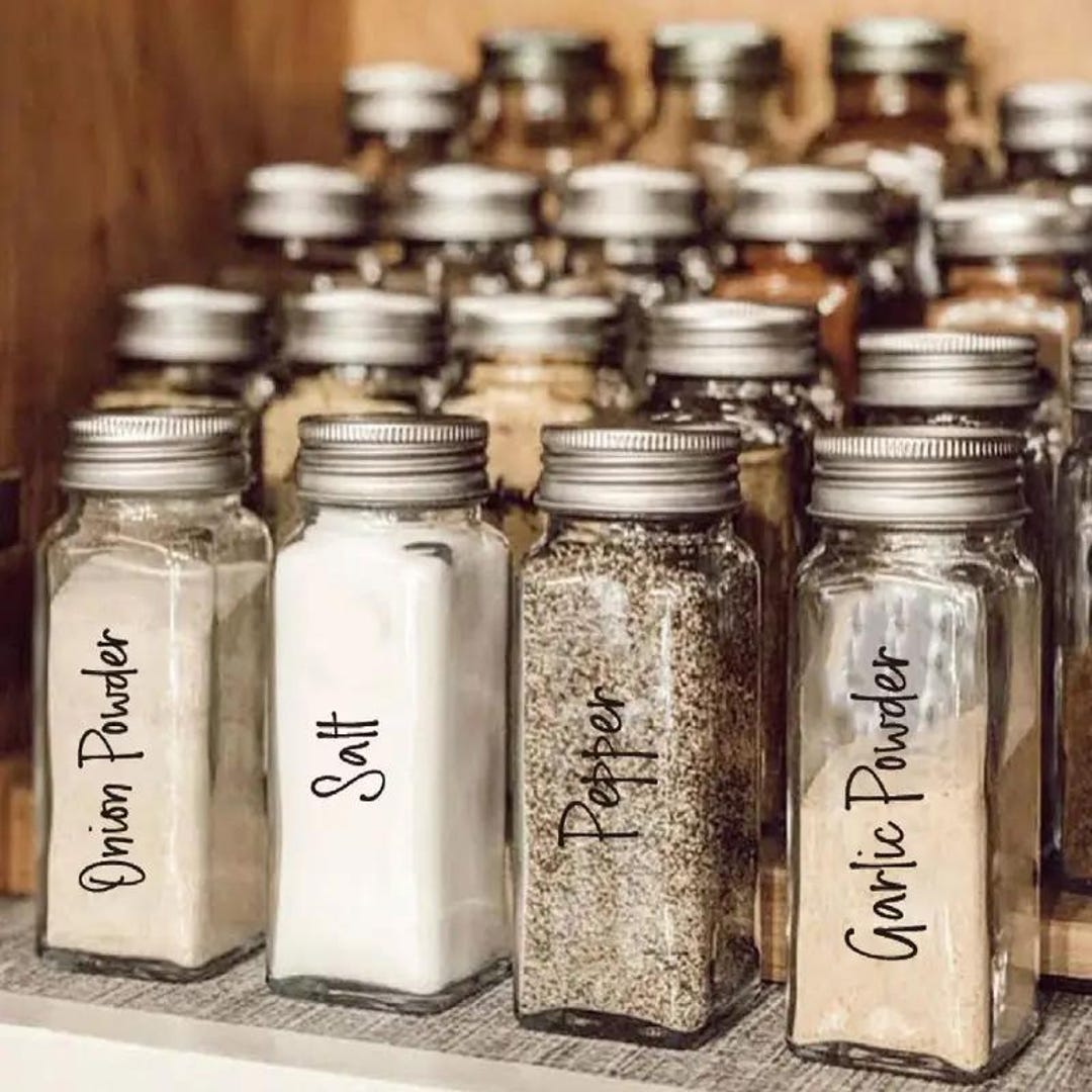 138pcs Waterproof Spice Jar Labels – Transparent Script Pantry Stickers ...