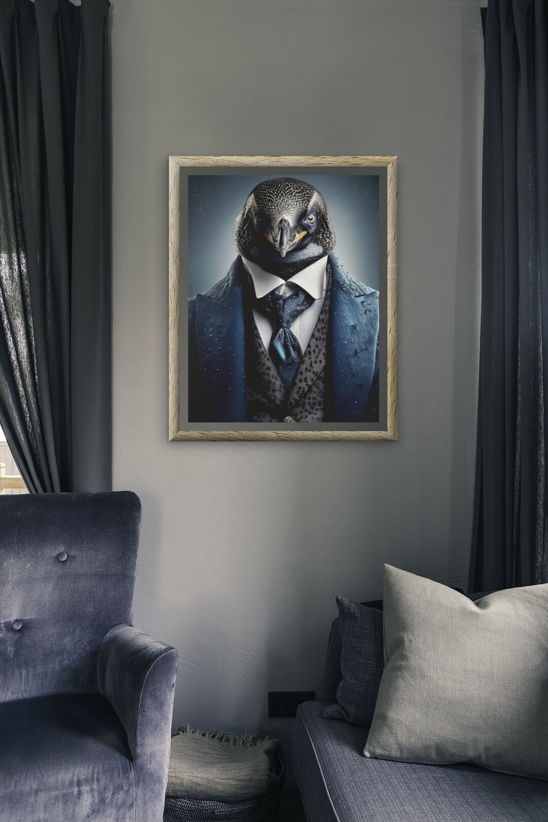 Penguin Victorian Vintage Portrait Print, Renaissance Animal Painting ...