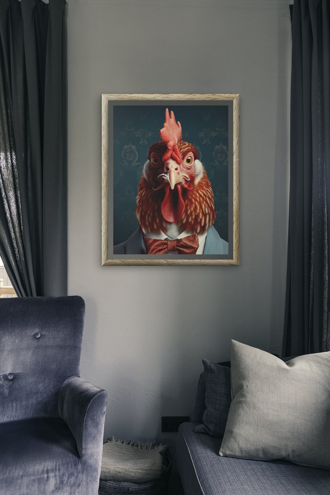 Cockerel Chicken Victorian Vintage Portrait Print, Renaissance Animal ...