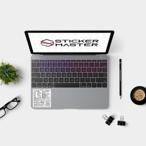 Mac OS MacBook Air Pro Decal Sticker Cheat Sheet Keyboard Shortcuts ...