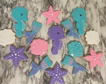 Mermaid Royal Icing Cookies 1 Dozen - Etsy