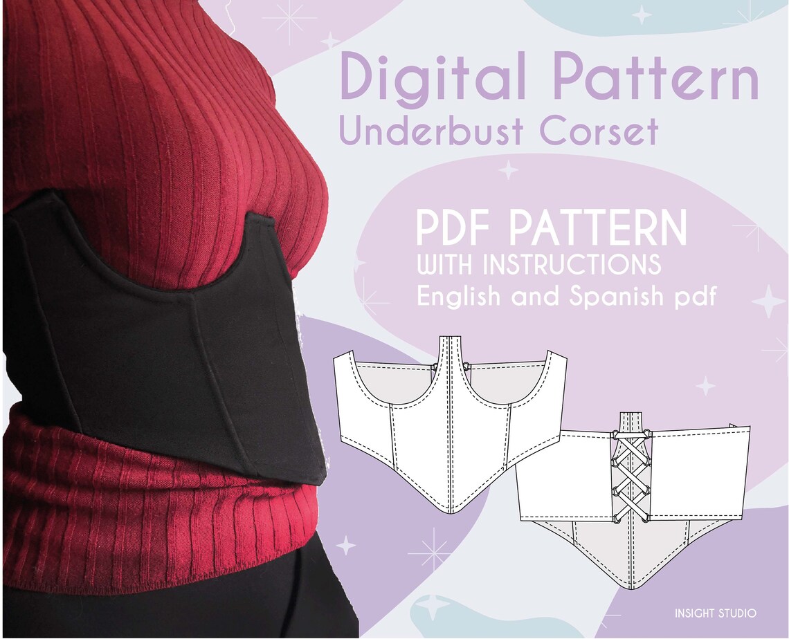 Corset Top Sewing Pattern Instant Download Underbust Corset | Etsy