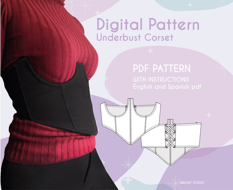Corset Top Sewing Pattern, Instant Download, Underbust Corset Pattern ...