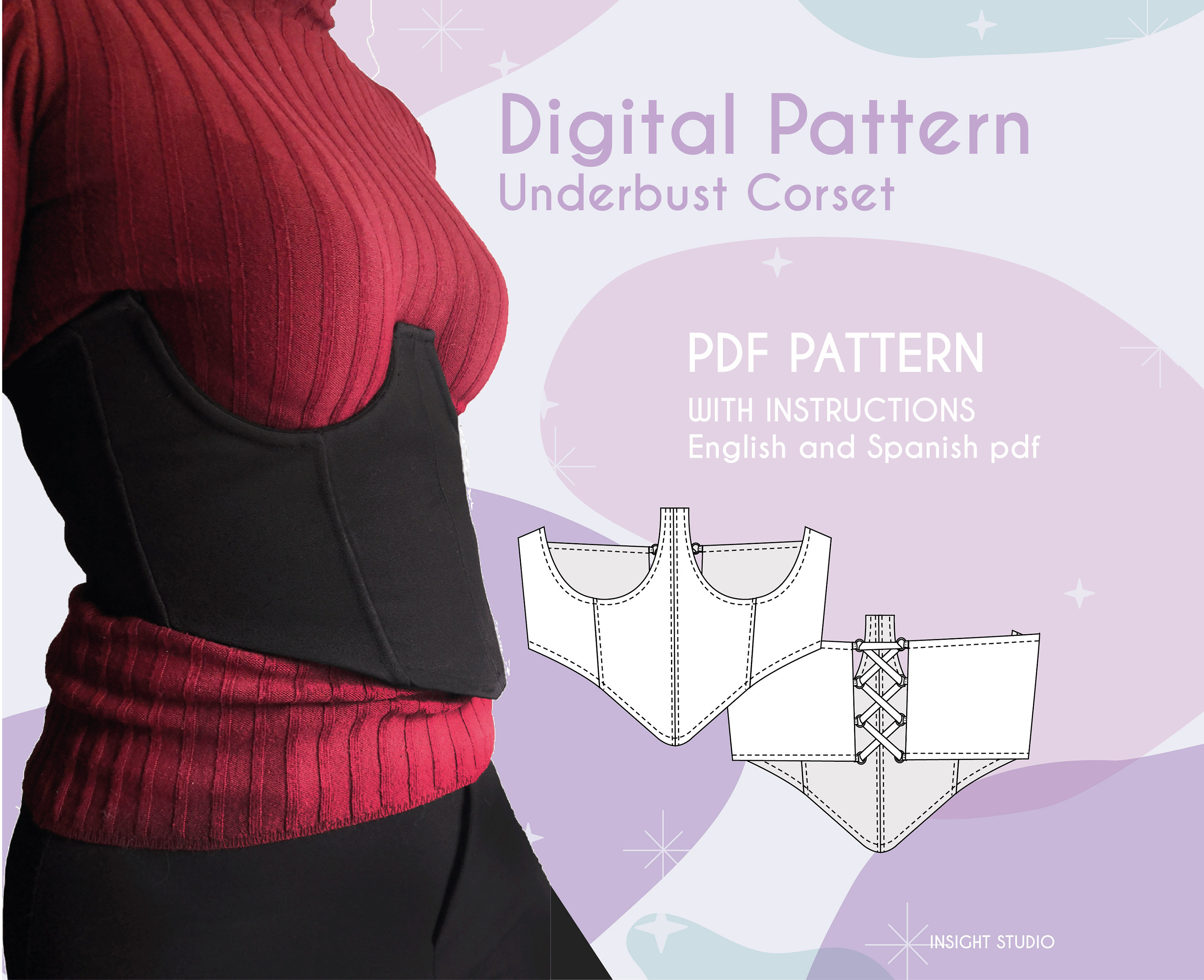 Corset Top Sewing Pattern, Instant Download, Underbust Corset Pattern ...