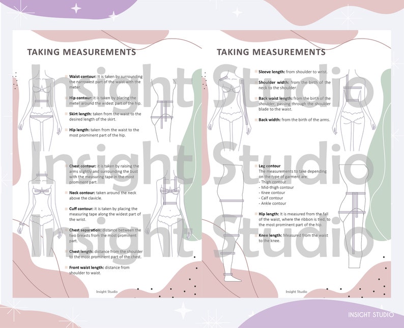 Sewing Planner, Printable Body Size Chart, Fashion Template Women ...