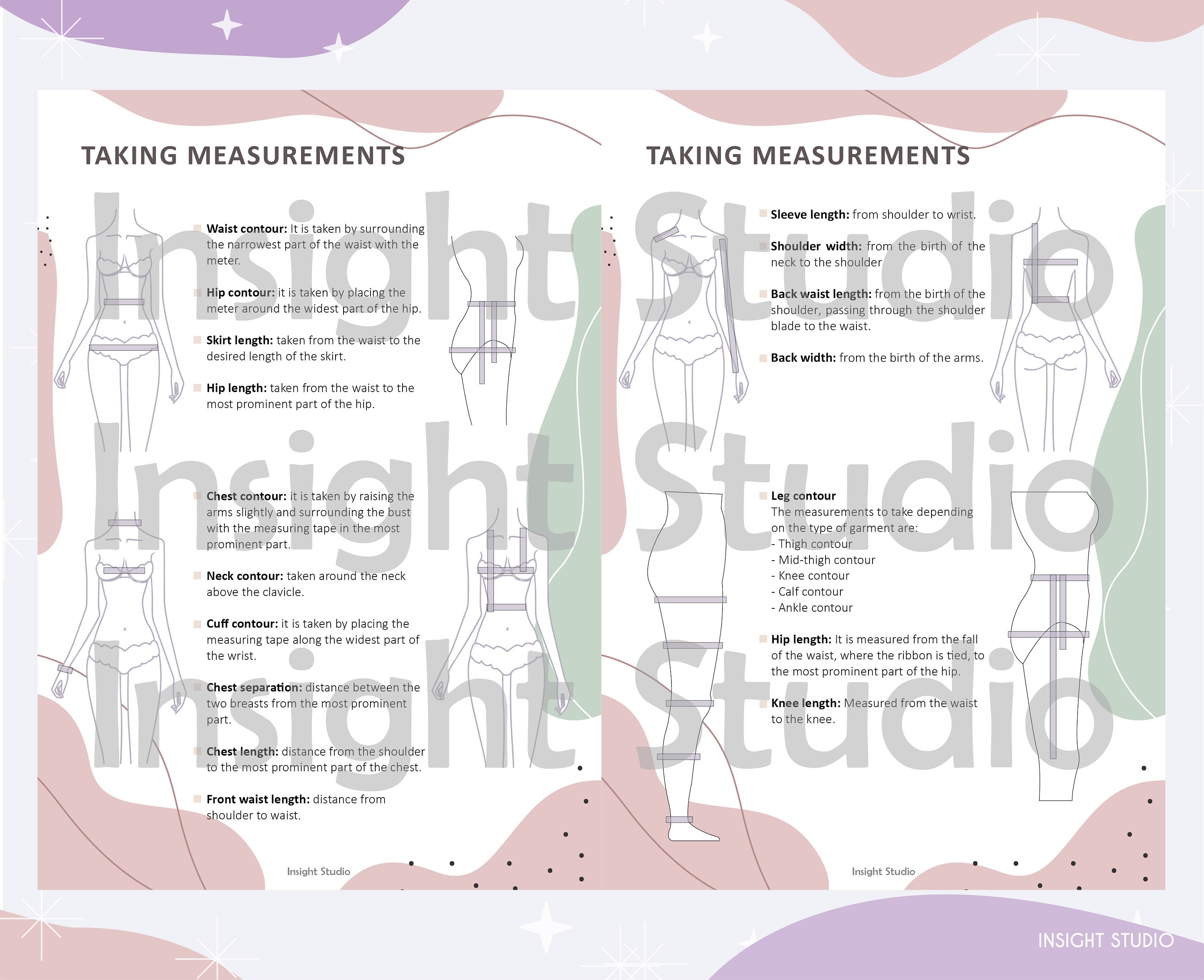 Sewing Planner, Printable Body Size Chart, Fashion Template Women ...