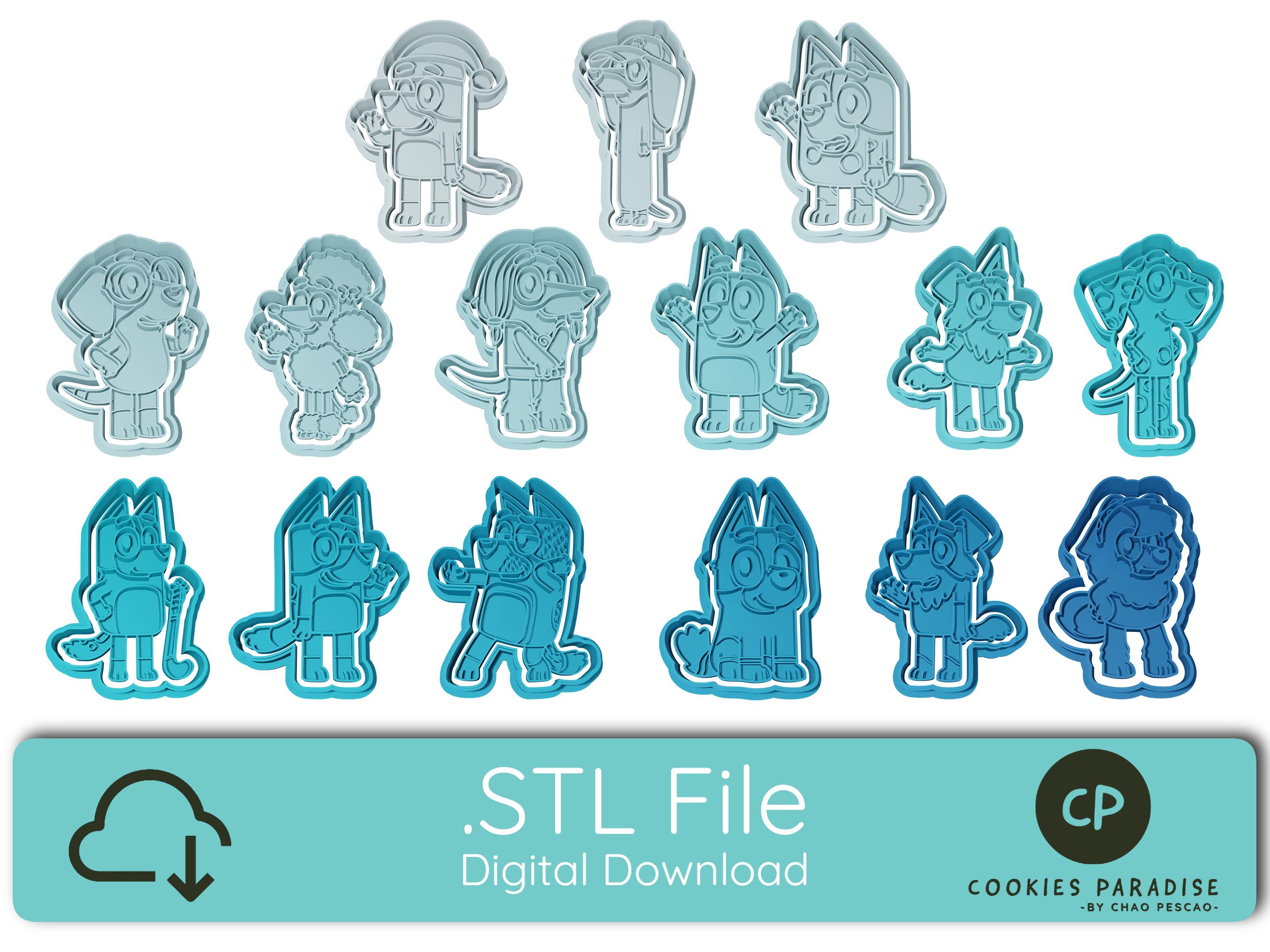 Cartoon Blue Dogs Collection (full 15 Files), Cookie Cutter - STL FILE ...