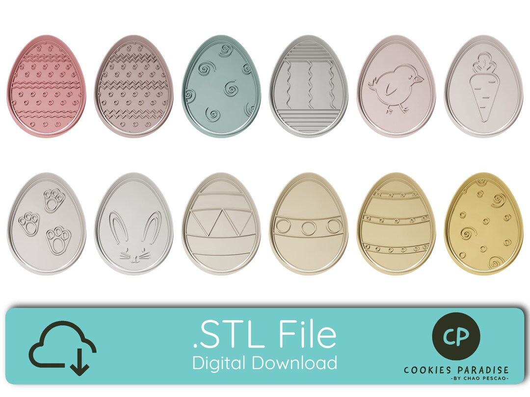 12 Easter Eggs Set (n5), Cookie Cutter - STL FILE - Etsy
