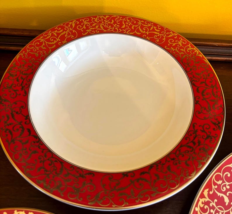 Mikasa Parchment Red Dinnerware: Gold Filigree China, Holiday Serving ...