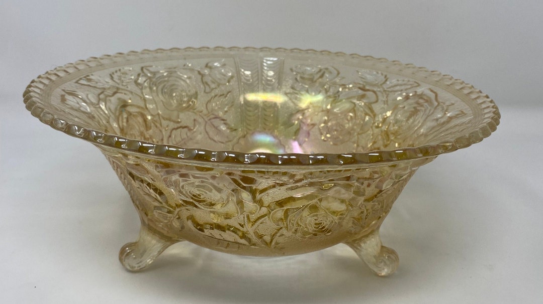 Vintage Carnival Depression Glass Imperial Lustre Rainbow Rose Smoke ...
