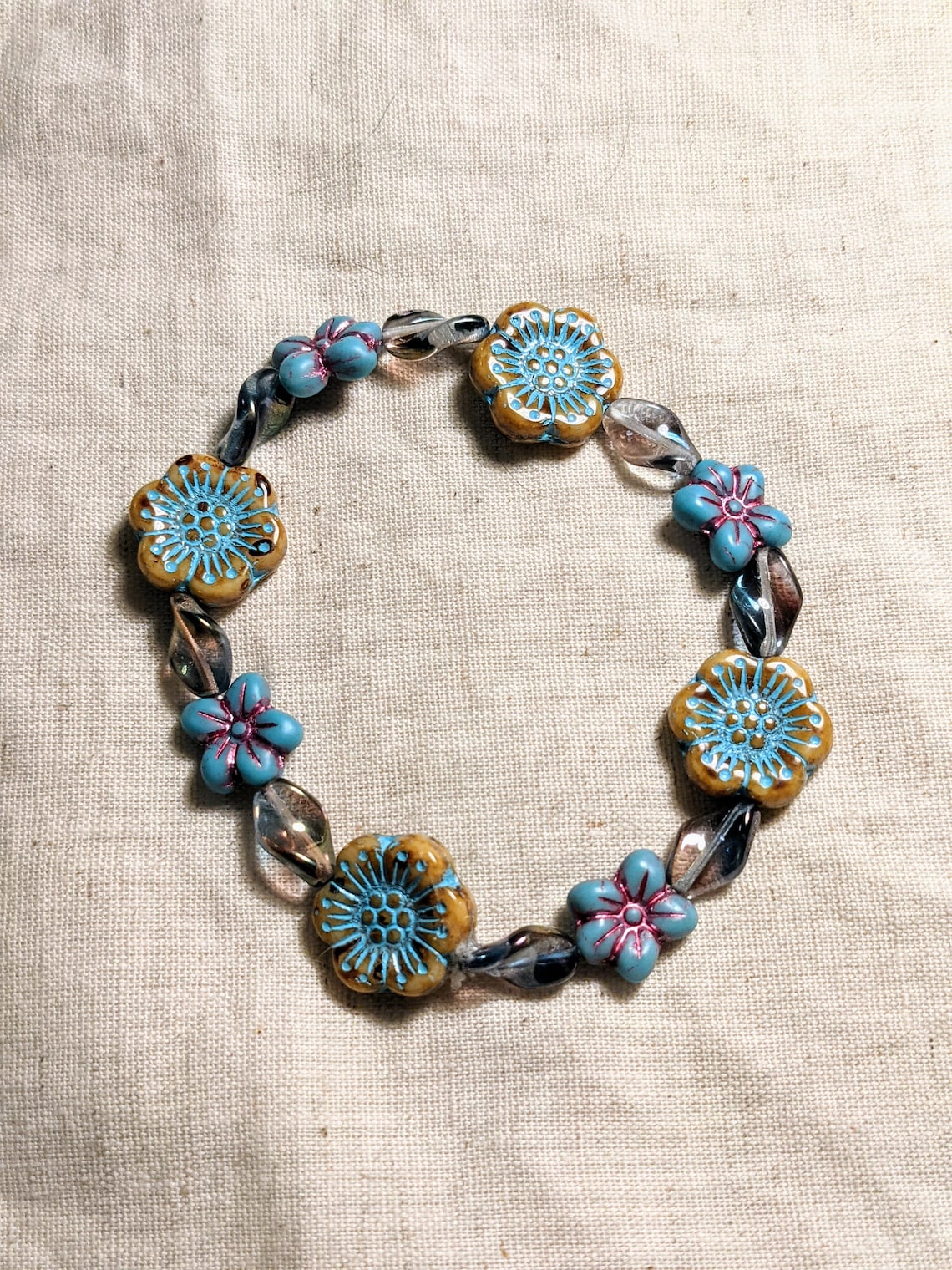 Blue Flower Bracelet With Elastic - Etsy