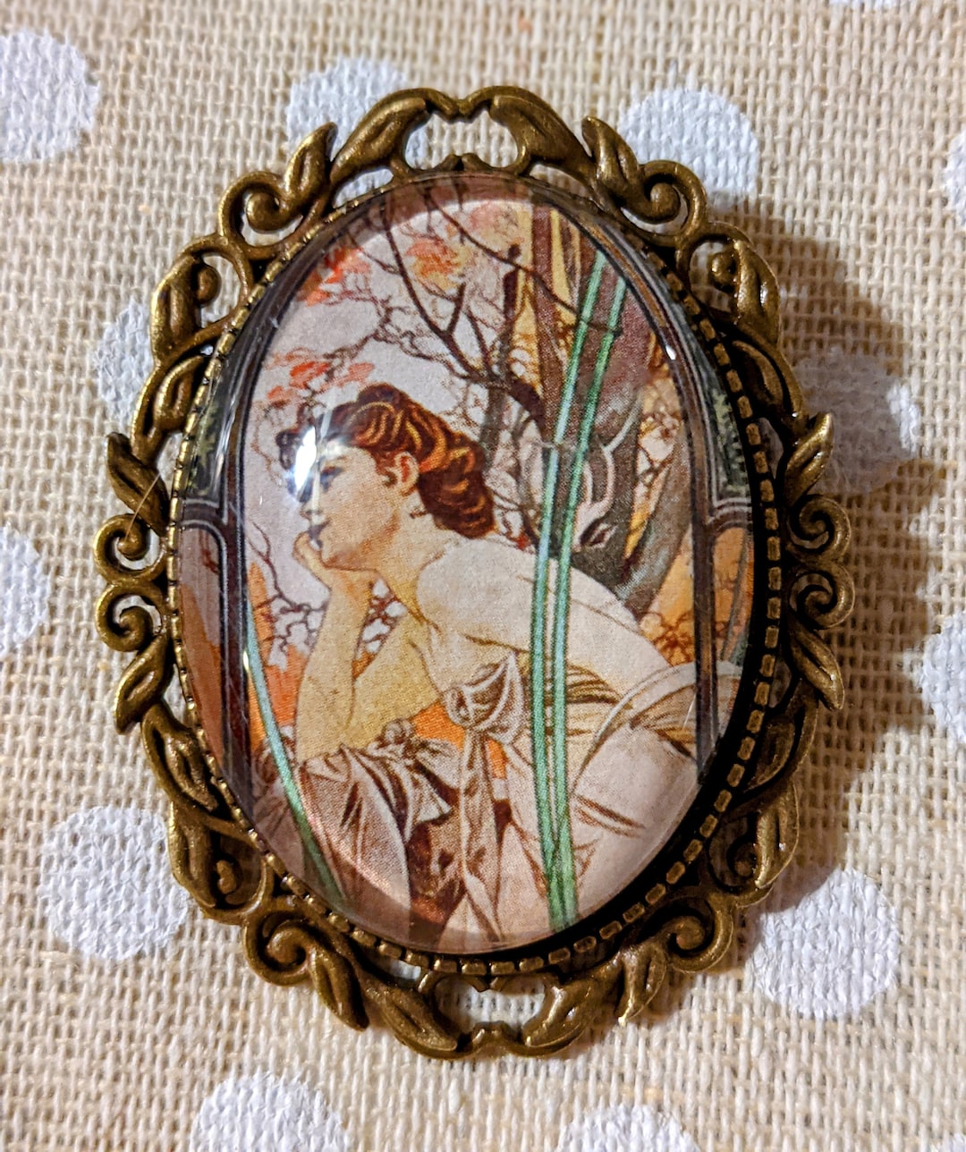 Alphonse Mucha Portrait Brooch - Etsy