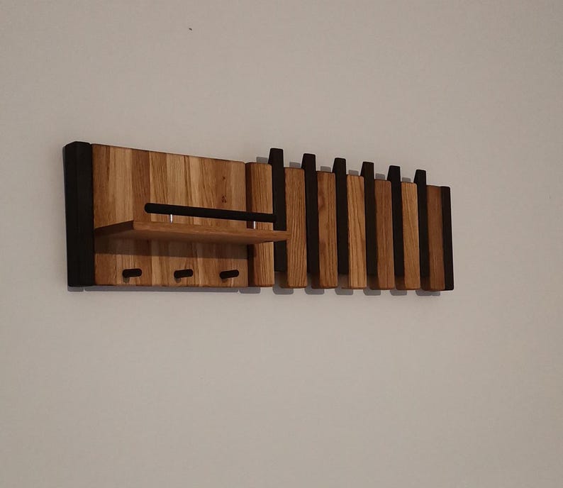 Oak Wood Wall Mounted Piano Coat Rack,flip Down Wall Coat Rack, Coat ...