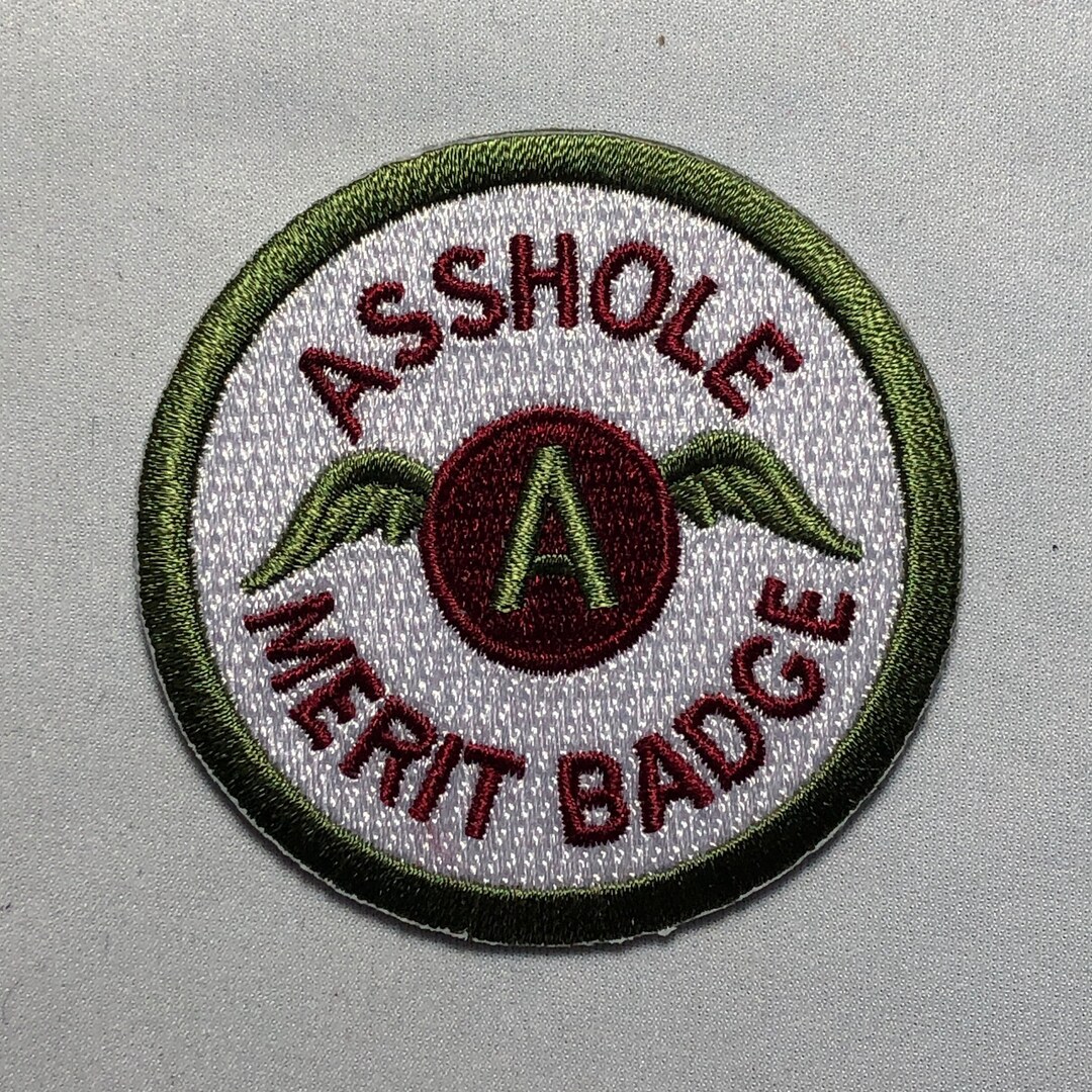 Ass Hole Merit Badge Military Tactical Patch Morale Funny Hook Loop