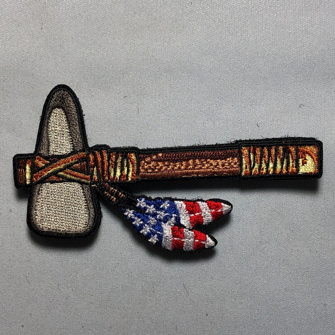 TOMAHAWK INDIAN CHIEF Patch Morale War Bonnet Sioux Hatchet Battle Ax ...