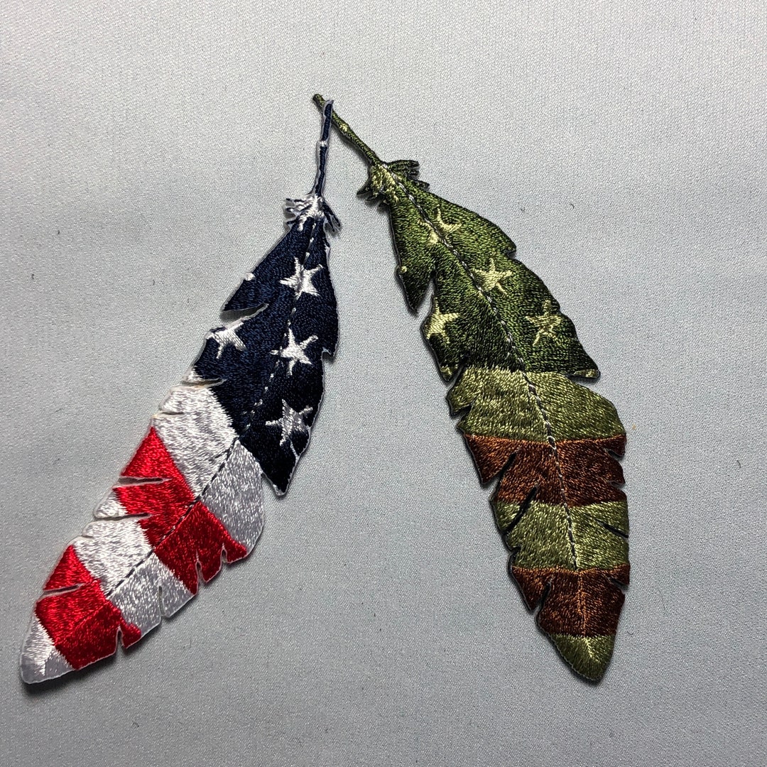 USA FEATHER QUILL Native American Flag Tactical Patch Morale Army Vest Shoulder Ifak Bag Patriot ...