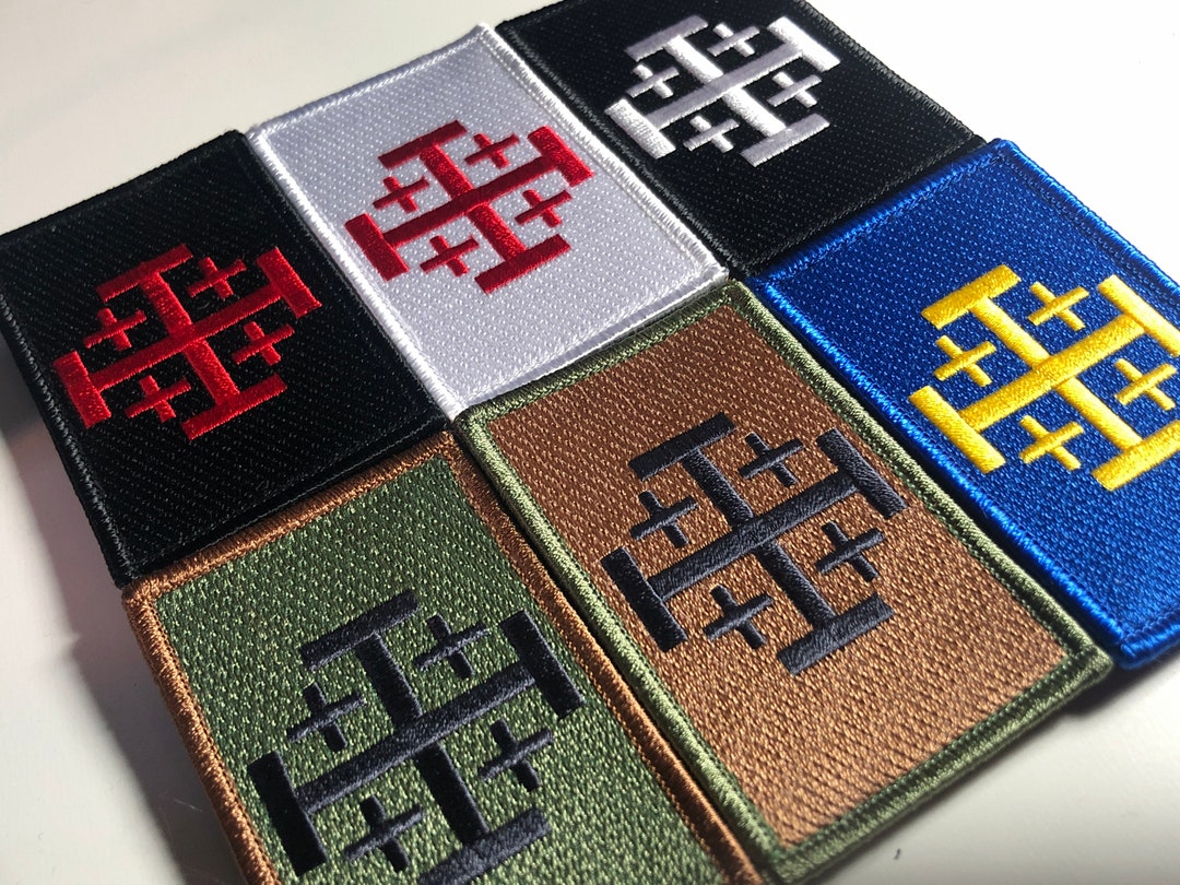 JERUSALEM CROSS Flag Patch Morale Five-fold Cross and Crosslets ...