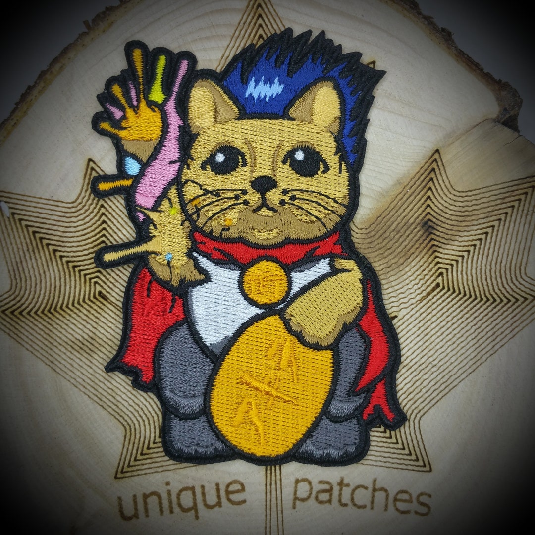 Lucky Cat Maneki Neko Mashup Embroidery Patch Morale Hook Loop Manga Biker Gang Pill Good for ...