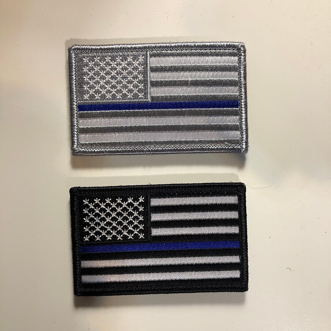 USA BLUE LINE State Military Badge Flag Patch Morale American Law ...