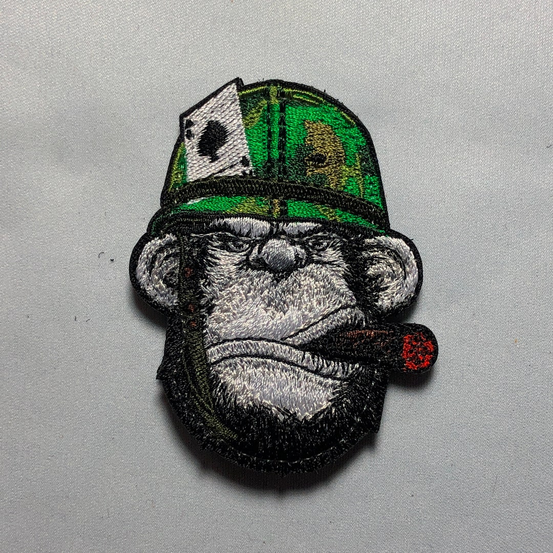 APE SMOKING CIGAR Vietnam Helmet Patch Morale Embroidery Monkey Ace ...