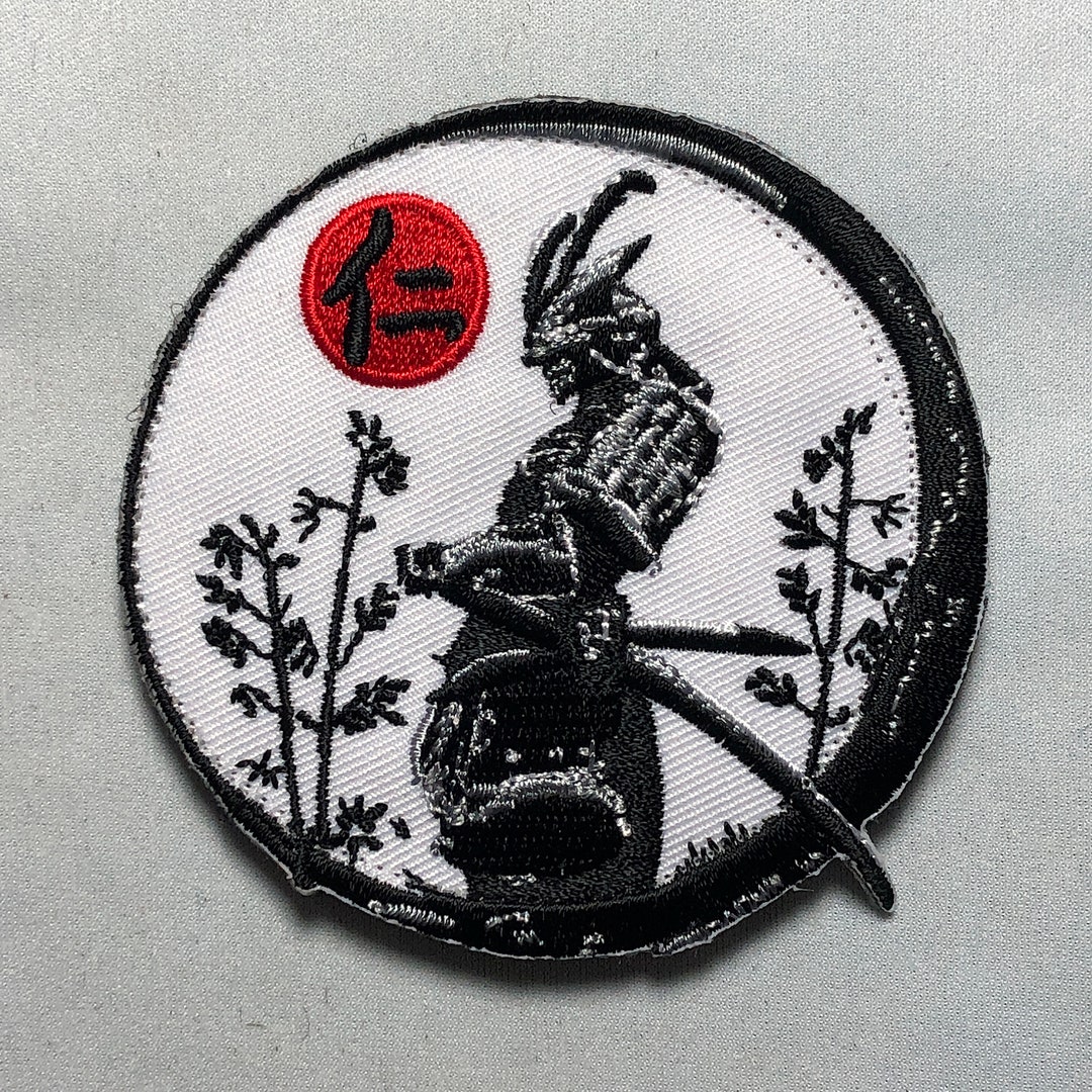 JIN Compassion Benevolence SAMURAI Morale Patch - Japanese Kanji Sword ...
