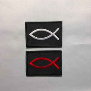 JESUS FISH Secret Symbol Ichthys Patch Morale Military Devil Chasing ...