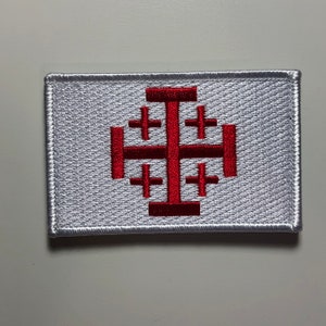 JERUSALEM CROSS Flag Patch Morale Five-fold Cross and Crosslets ...
