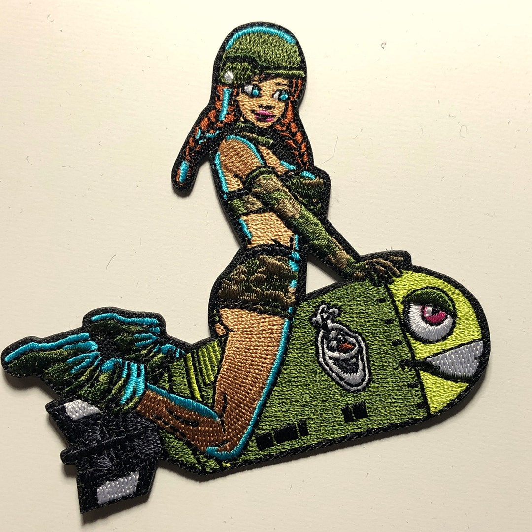 Princess Anna Sexy Girl Riding Bomb Pinup Bomber Embroidery Army Patch Morale Airsoft Tactical ...