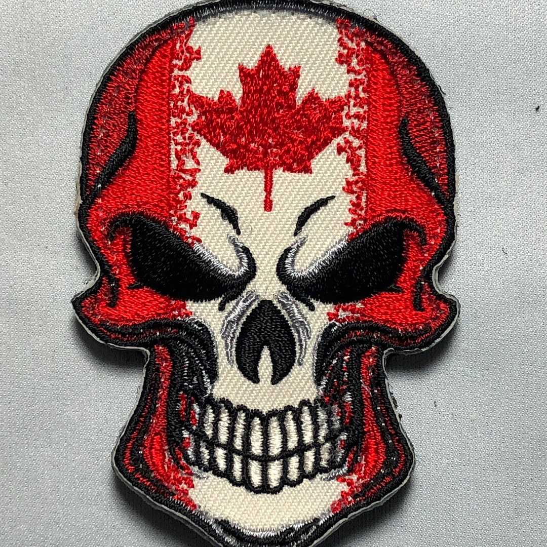 MEAN EYES SKULL Canadian Flag Punisher Pattern Maple Leaf Tactical Patch Morale Army Vest ...