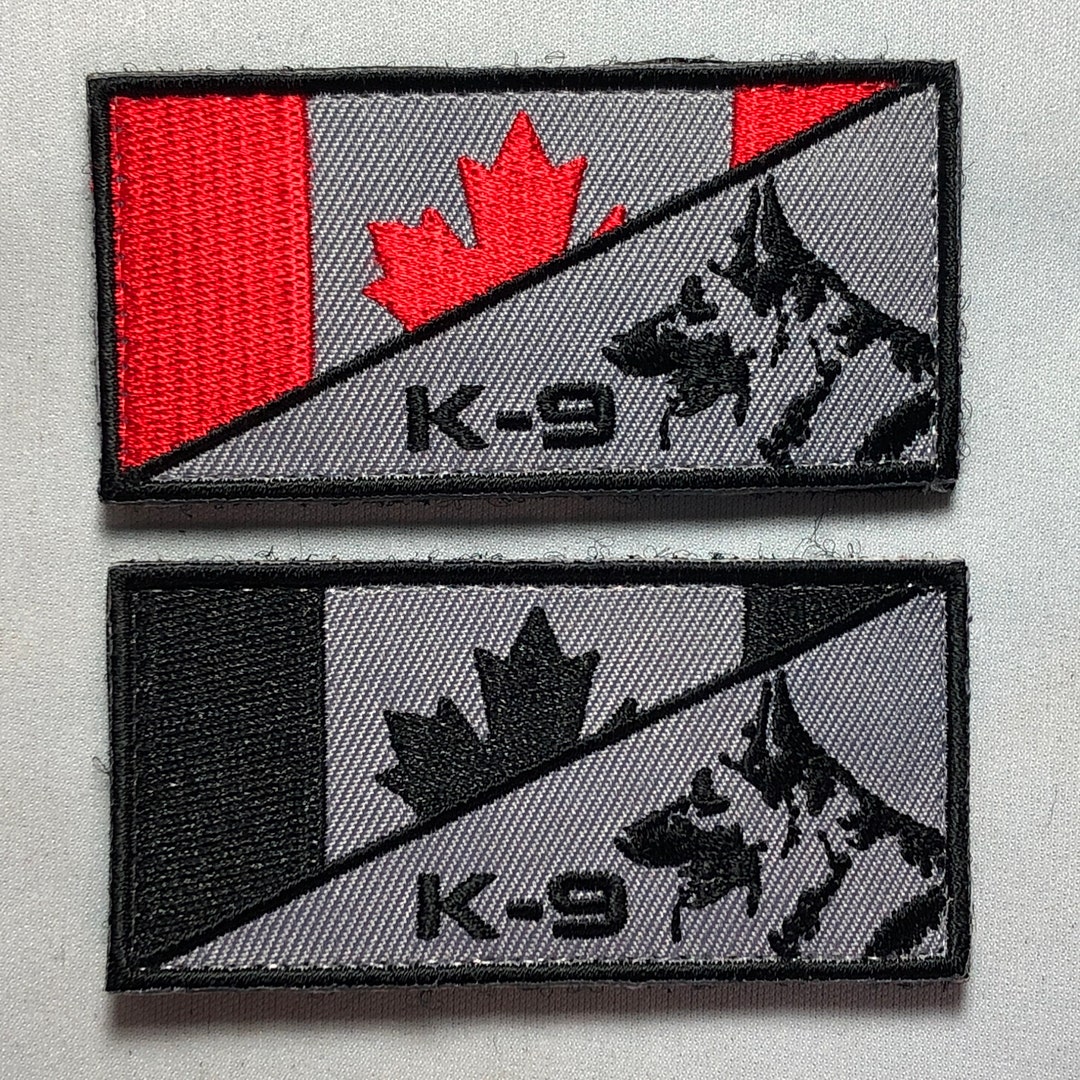 CANADA K9 Half Flag GSD Dog Paw Canine Black Swat Cut Patch Morale Star ...