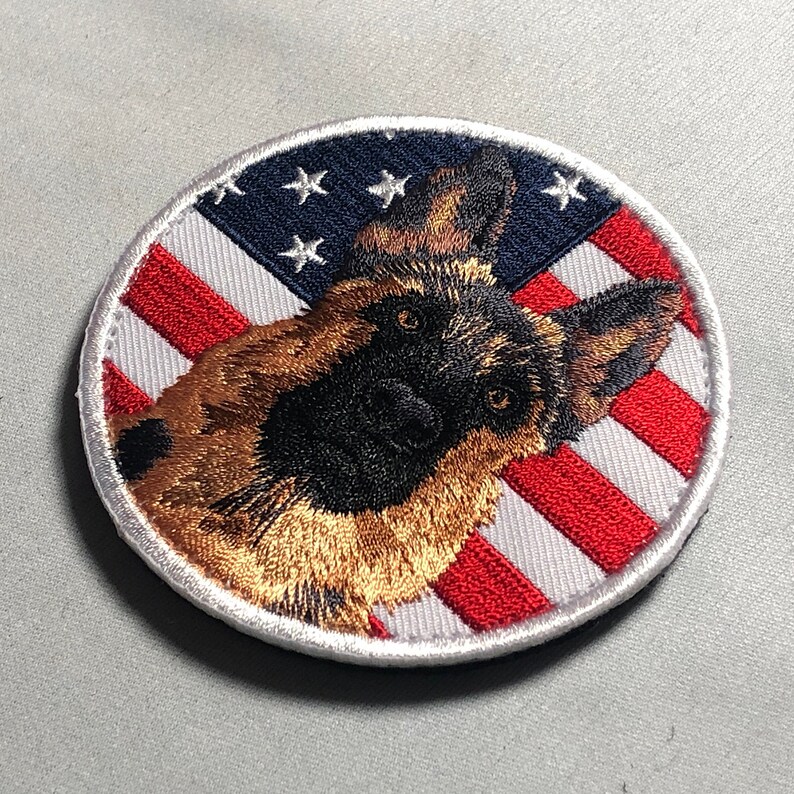 ROUND GSD German Shepherd USA Flag Patch Morale Deutscher - Etsy