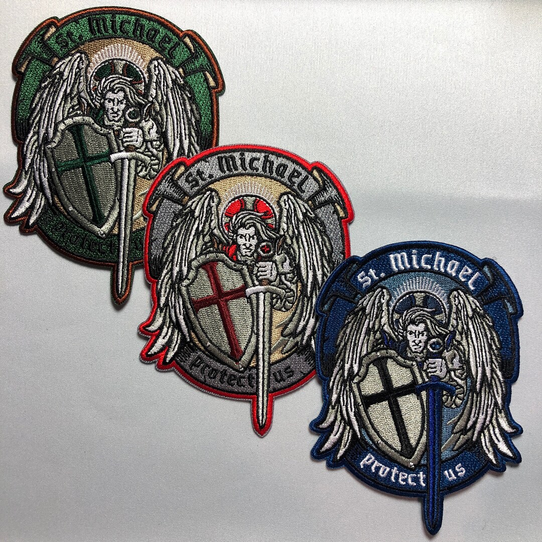 Modern SAINT MICHAEL St. Michael Protect Us Wings Tactical Patch Morale ...