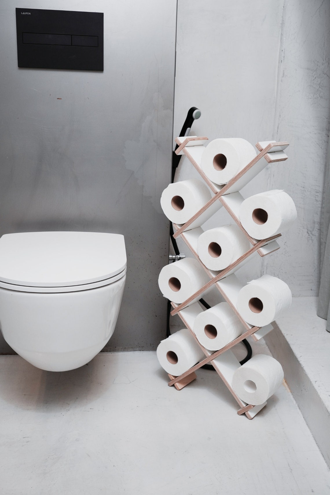 Toilet Paper Holder, Wood TP Floating Storage Shelf for Tissue, Hanging ...