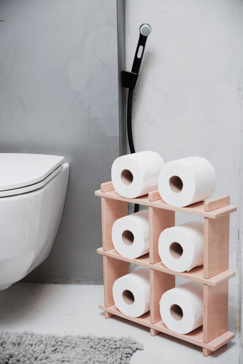 Toilet Paper Holder, Wood TP Floating Storage Shelf for Tissue, Hanging ...