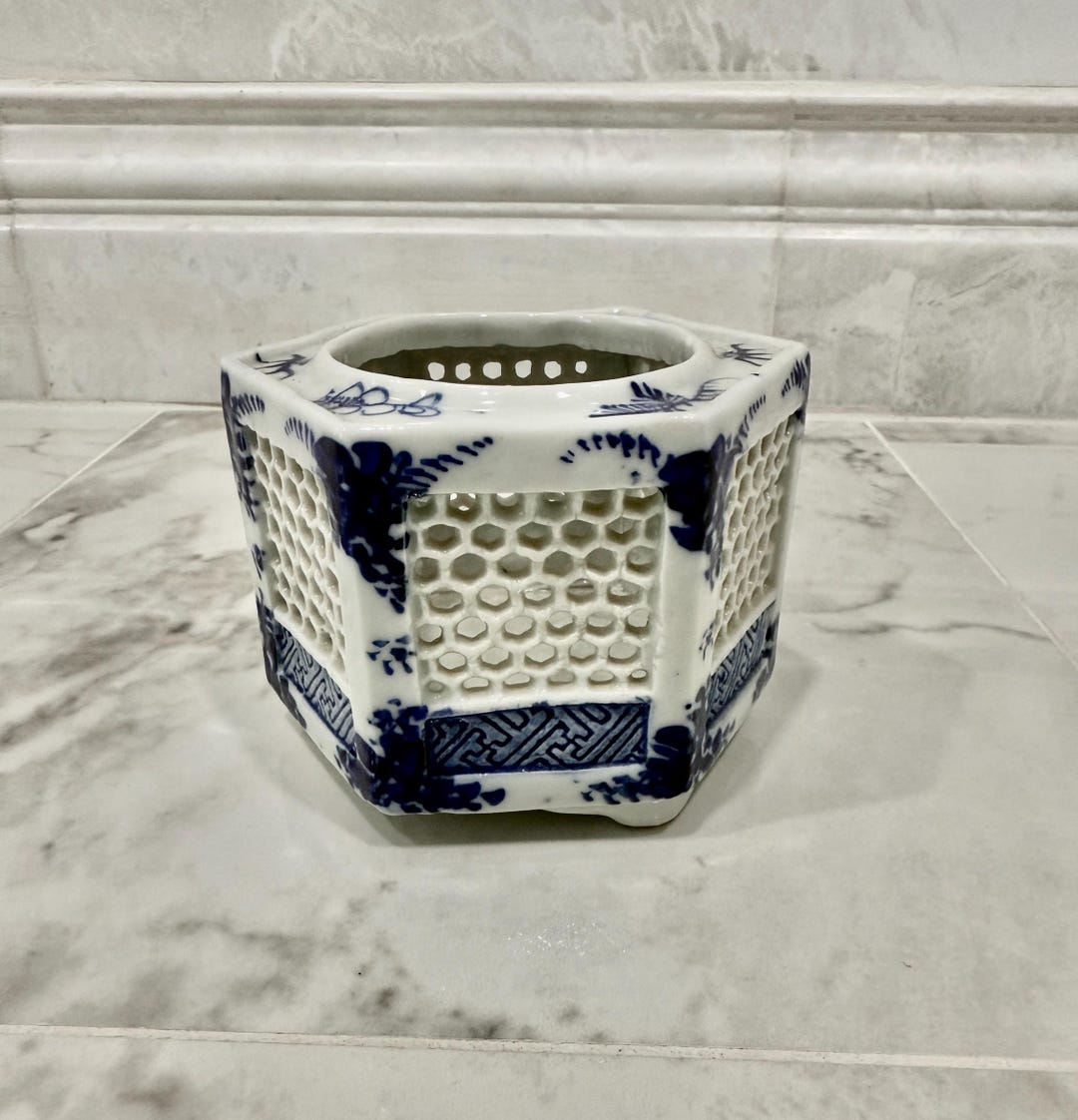 Blue and White Ceramic Cricket Cage - Etsy