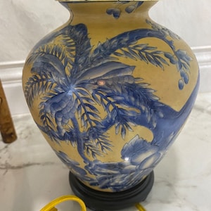 Pair of Blue and Yellow Table Lamps - Etsy