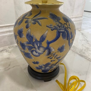 Pair of Blue and Yellow Table Lamps - Etsy