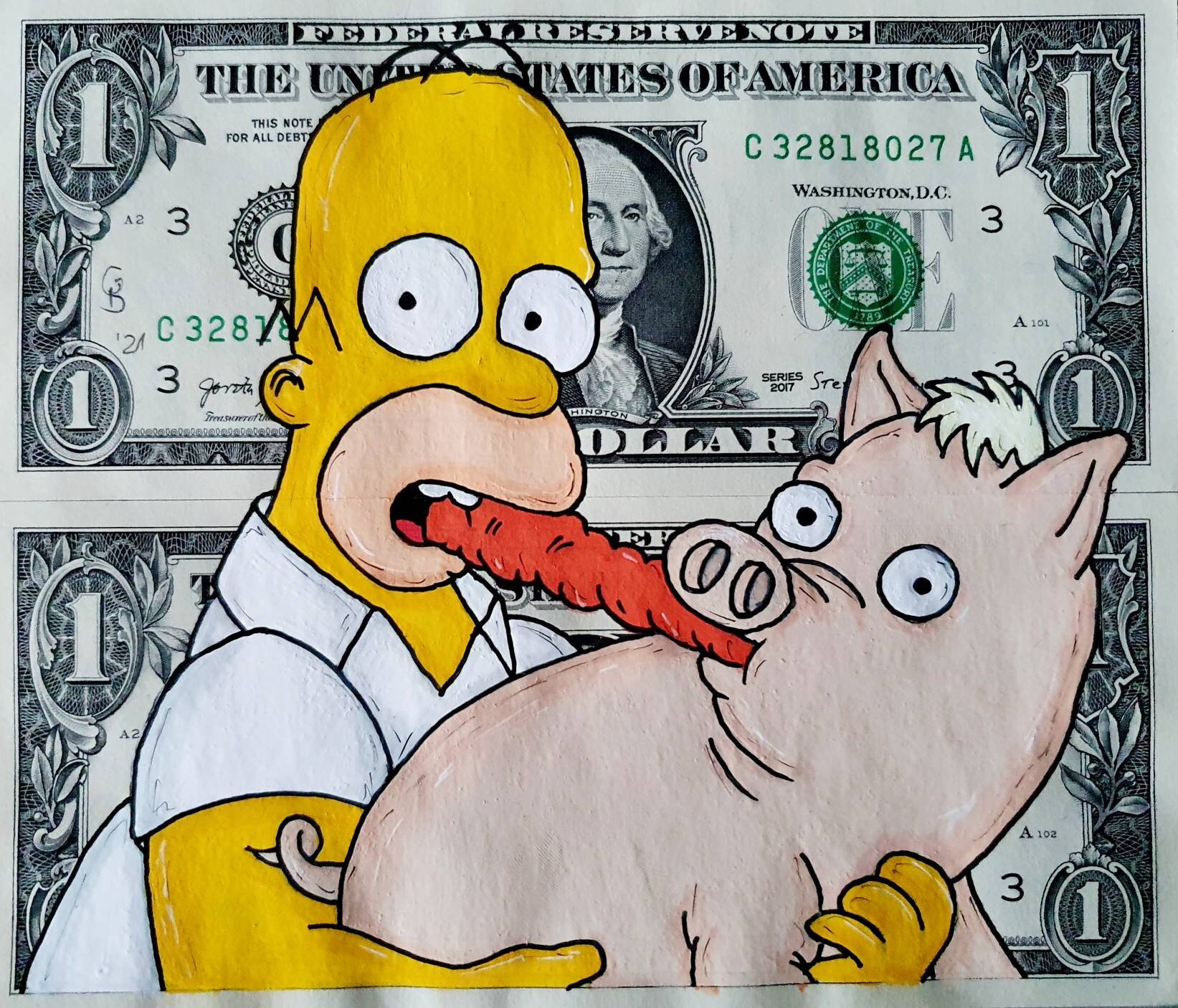 Spider Pig, Homer Simpson, the Simpsons, Dollar Art, Money Art, Real ...