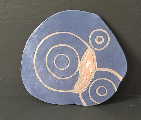 Chinese Koi Fish in Water Sgraffito Clay Carving/pottery Art. | Etsy
