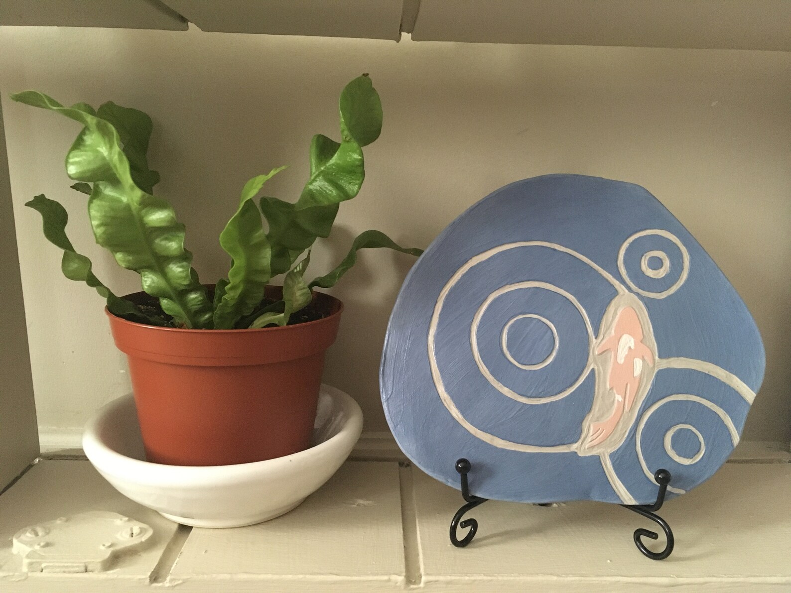 Chinese Koi Fish in Water Sgraffito Clay Decor, Clay Carving, Pottery ...