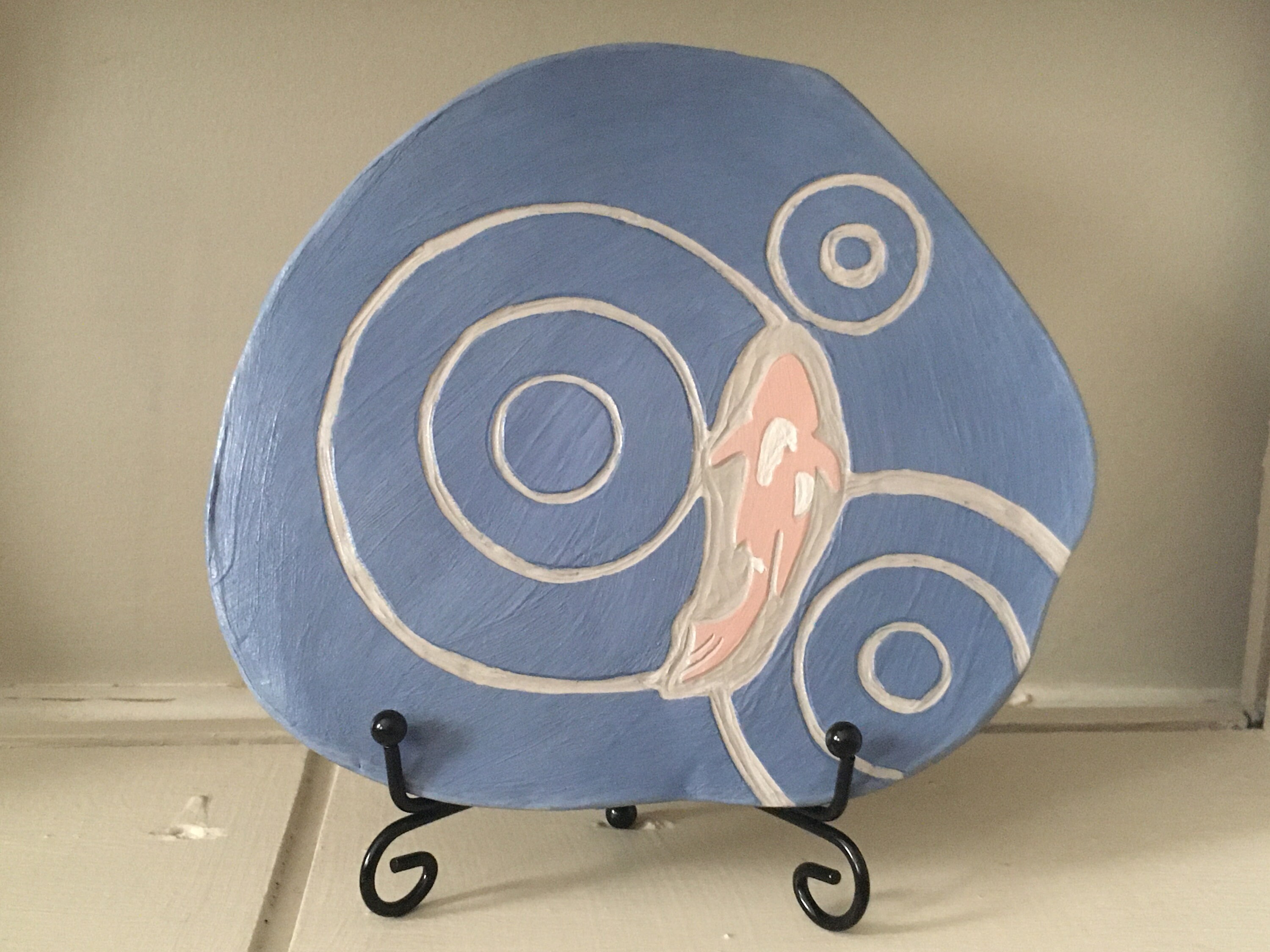 Chinese Koi Fish in Water Sgraffito Clay Decor, Clay Carving, Pottery ...