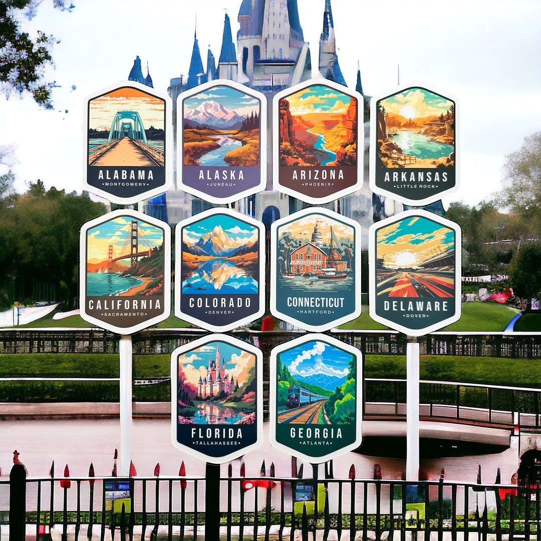 USA 50 State Waterproof Stickers - Perfect for Water Bottles, Laptops ...