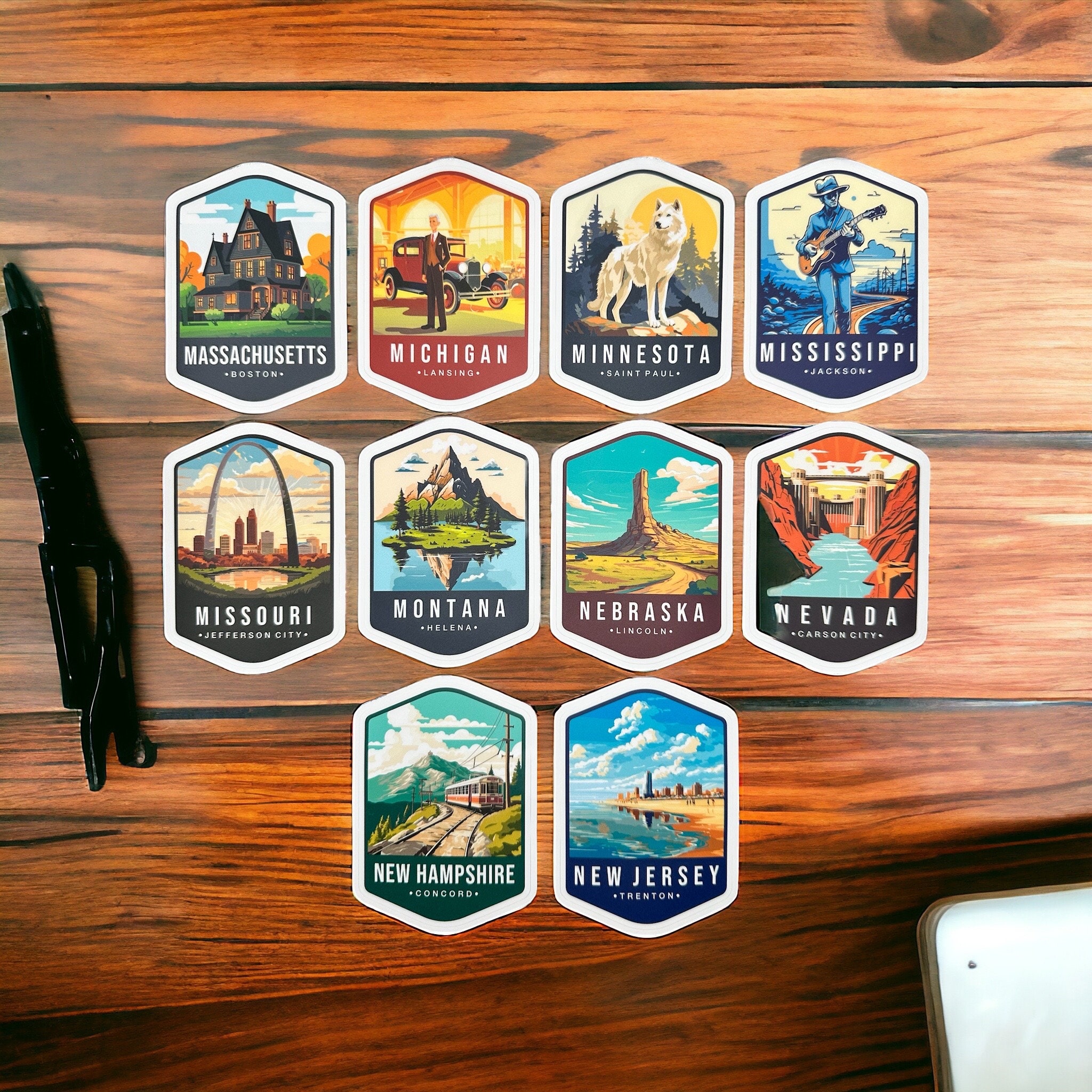 USA 50 State Waterproof Stickers Perfect for Water Bottles, Laptops ...