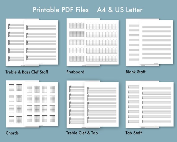 Printable Guitar Tab & Notation Paper for US Letter and A4. - Etsy