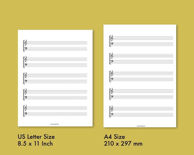 Printable Guitar Tab & Notation Paper for US Letter and A4. Blank ...