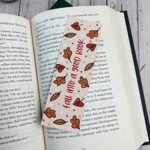 Fall Into A Good Book Bookmark | Autumn Bookmark | Fall Bookmark ...