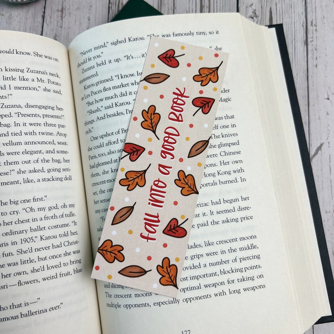 Fall Into A Good Book Bookmark | Autumn Bookmark | Fall Bookmark ...