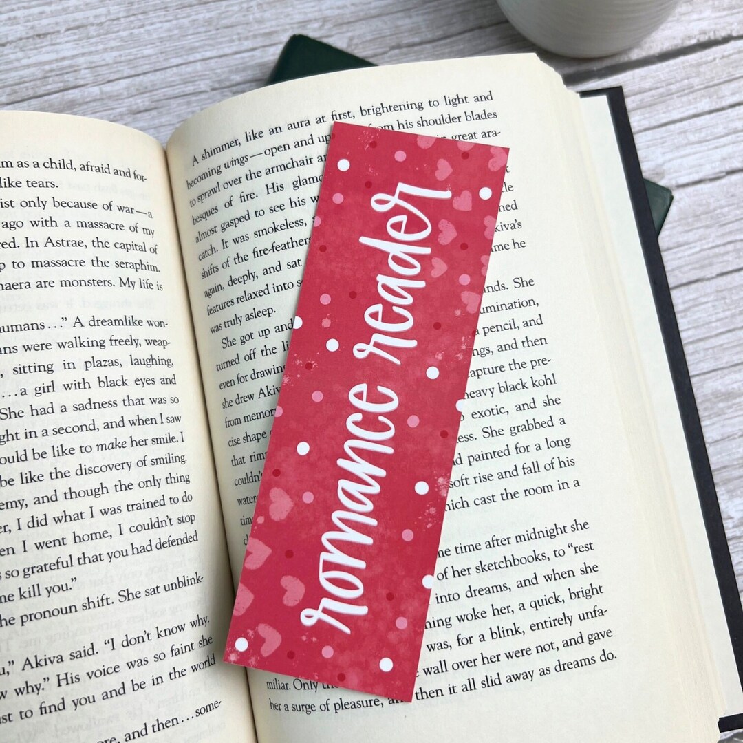 Romance Reader Bookmark | Valentine's Day Bookmark | Hearts Bookmark ...