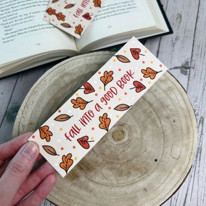 Fall Into A Good Book Bookmark | Autumn Bookmark | Fall Bookmark ...