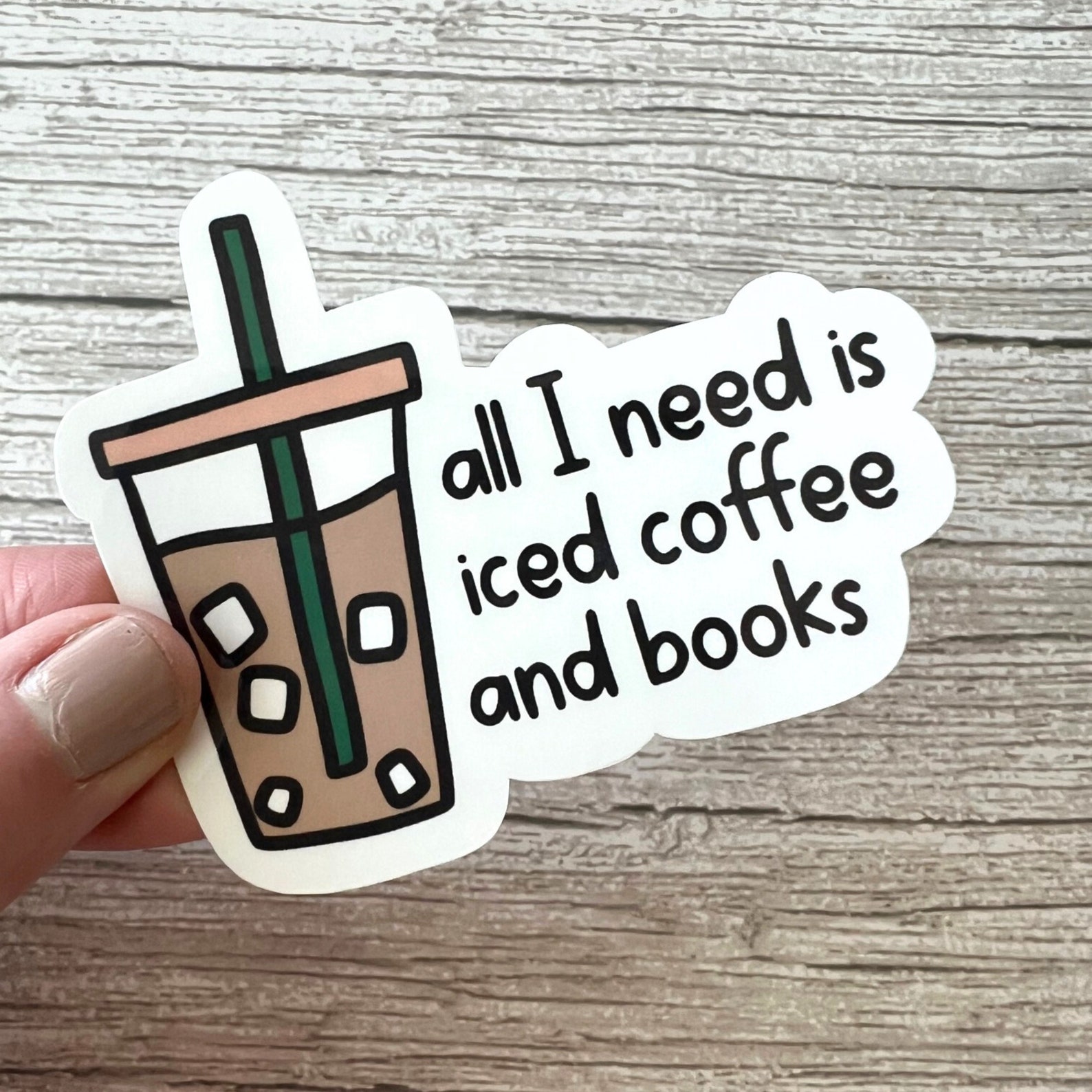 Iced Coffee Sticker | Books & Coffee Sticker | Coffee Laptop Sticker ...